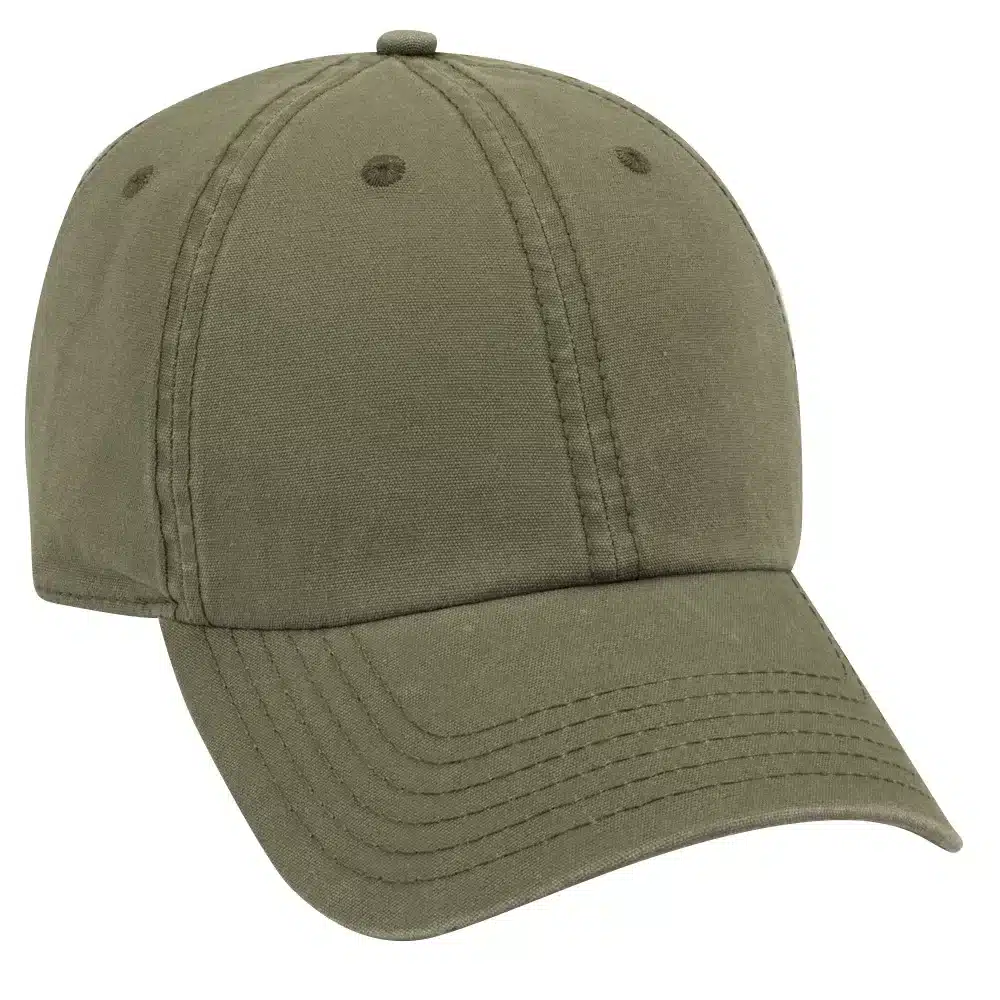 Six Panel Garment Washout Cotton Canvas Dad Cap Olive Green - Fast Caps