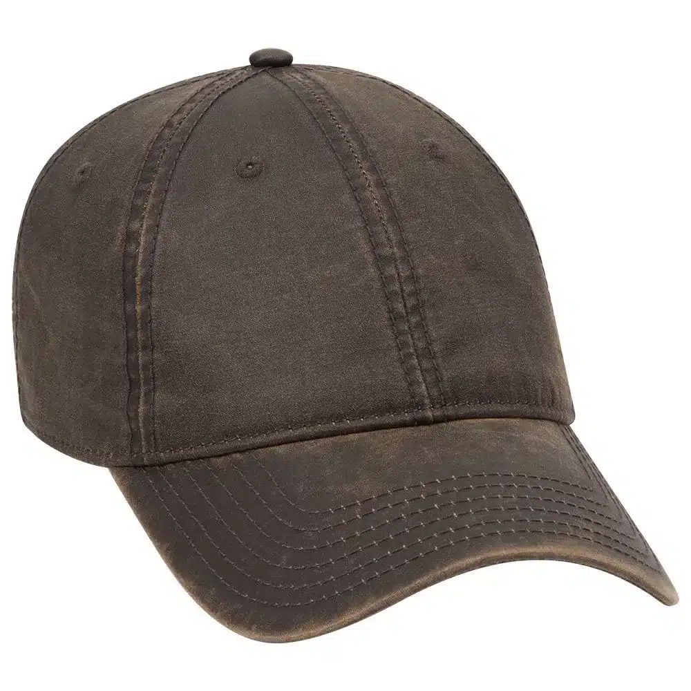 Six Panel Heavy Washed Wax Coated Cap Dark Brown - Fast Caps